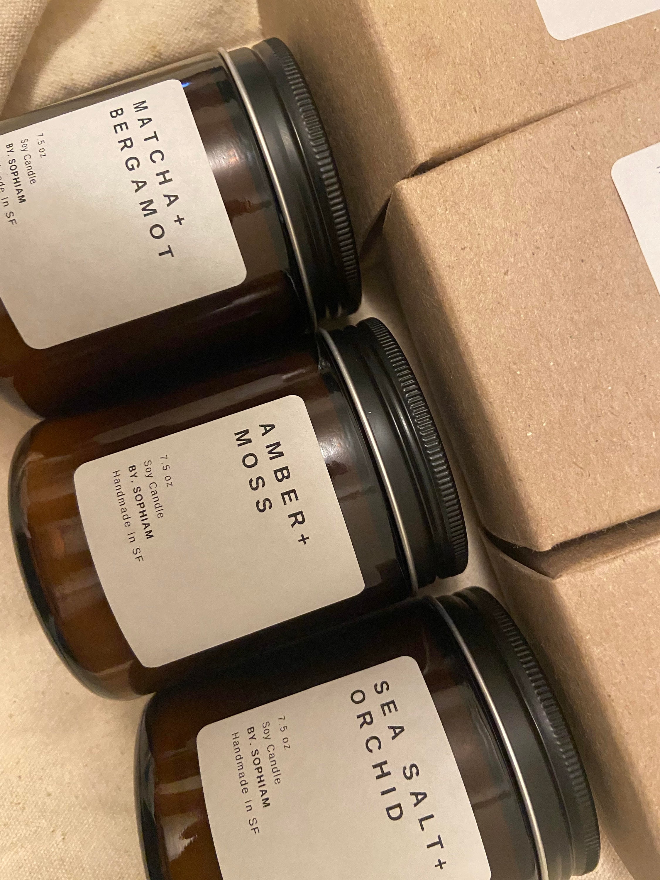 Amber + Moss 7.5 Oz Standard Amber Jar Candle, Handmade Soy Candle ...