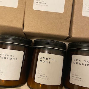 Amber + Moss 7.5 Oz Standard Amber Jar Candle, Handmade Soy Candle ...
