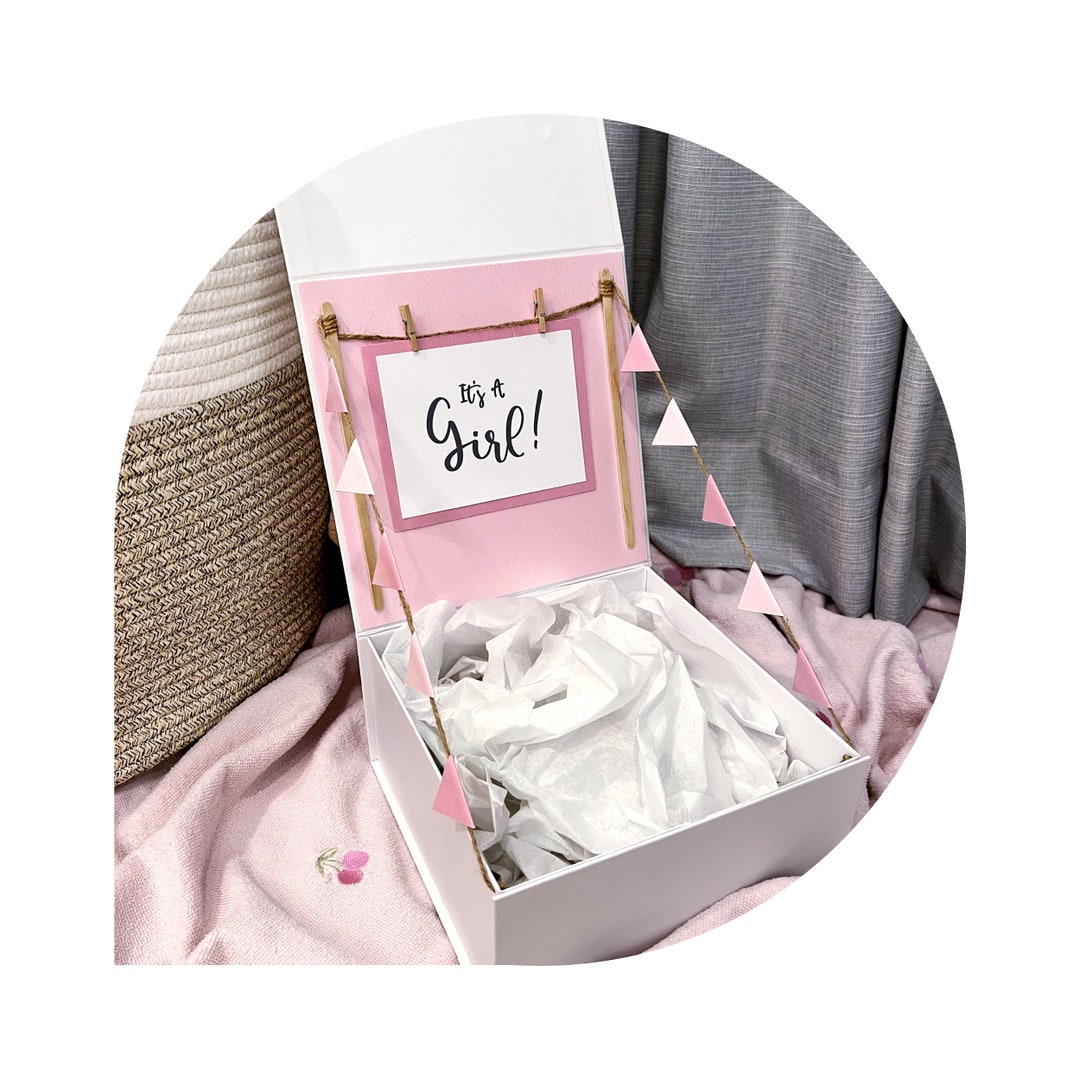 Baby Girl Gift Box, Gender Reveal, Magnetic Keepsake Box - Etsy