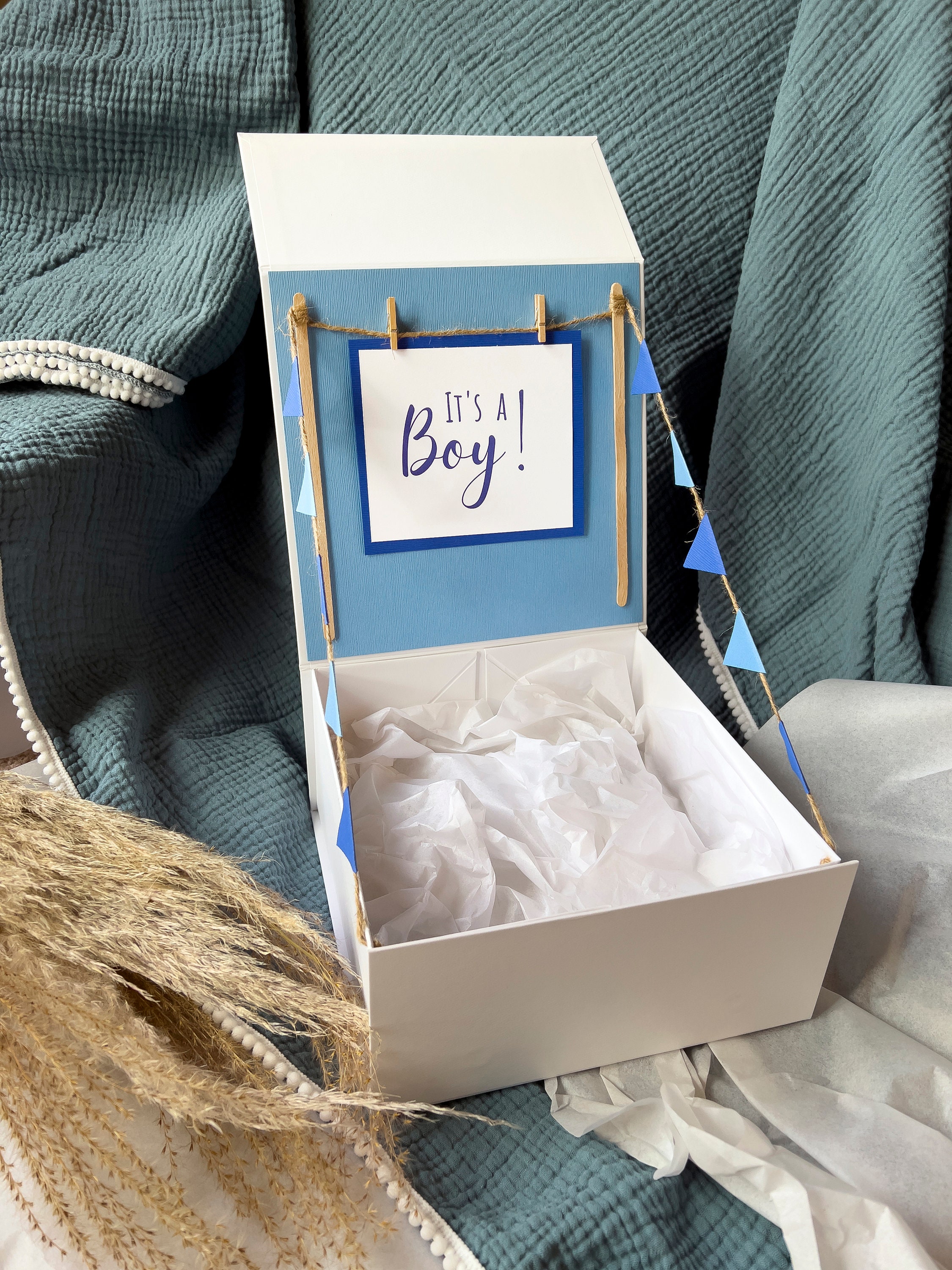 Baby Boy Gift Box, It's A Boy Announcement, Baby Boy Gift Personalized ...