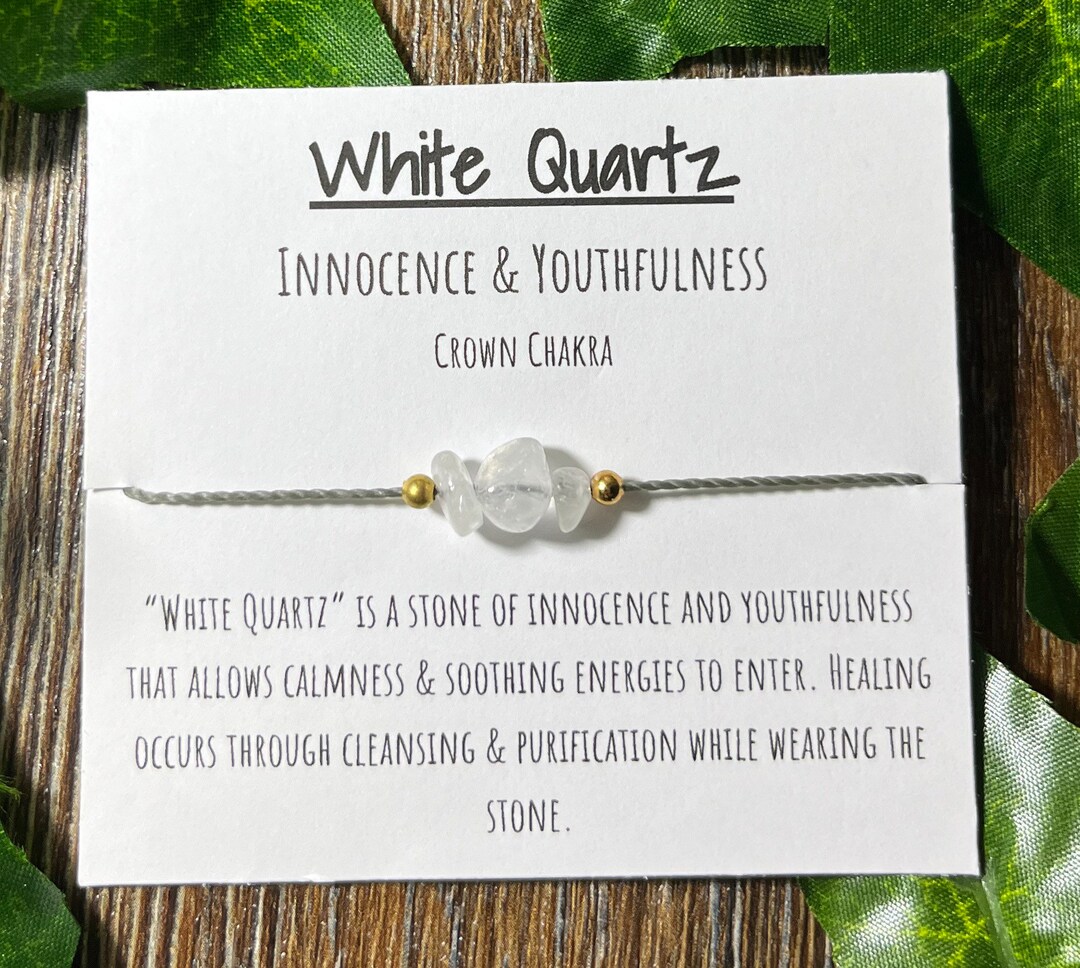 White Quartz Chip Adjustable Bracelet, White Quartz Innocence and ...