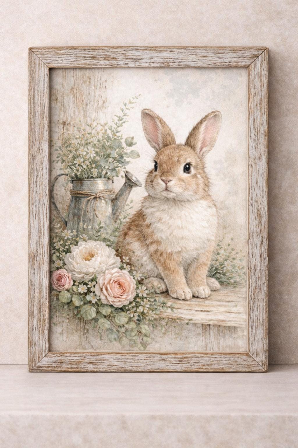 Cottagecore Bunny Watercolor Print, Farmhouse Spring Decor (8x10 PDF ...