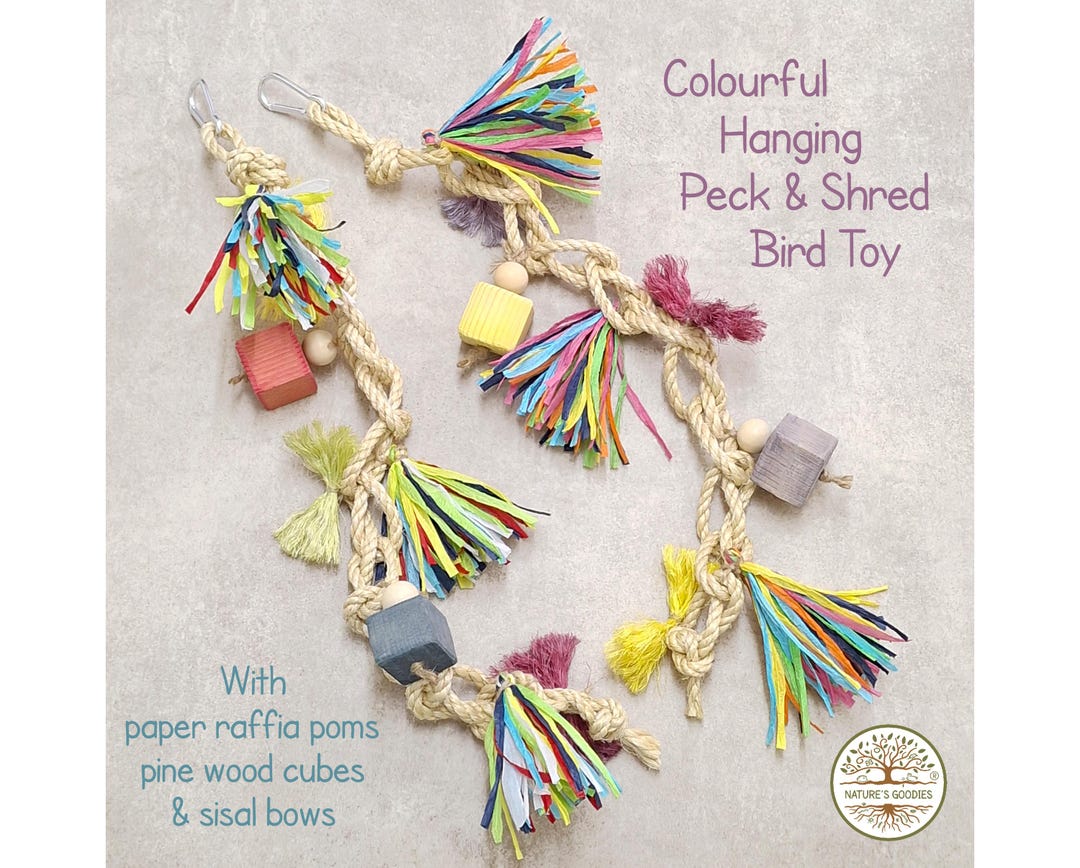 Sisal Colourful Hanging Pecking Shredding Chew Toy for Parrots ...