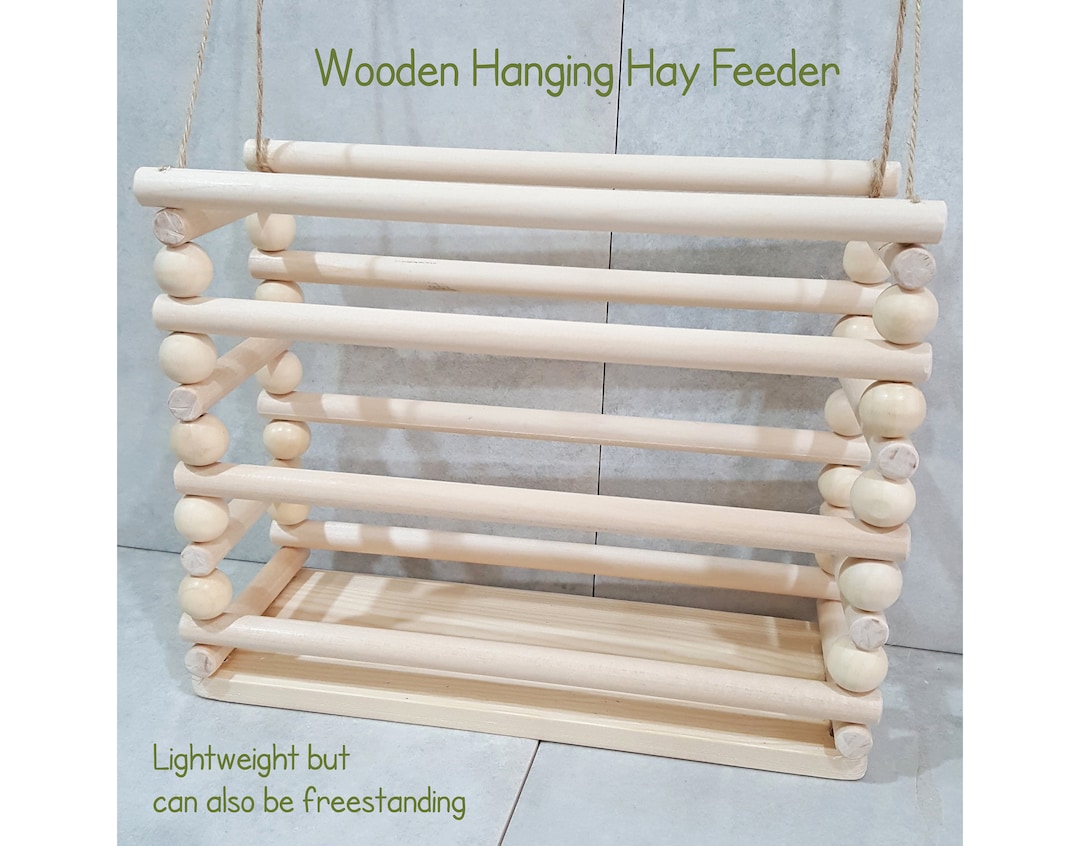 Wooden Hanging Hay Feeder Rack for Rabbits Guinea Pigs Hamsters Gerbils ...