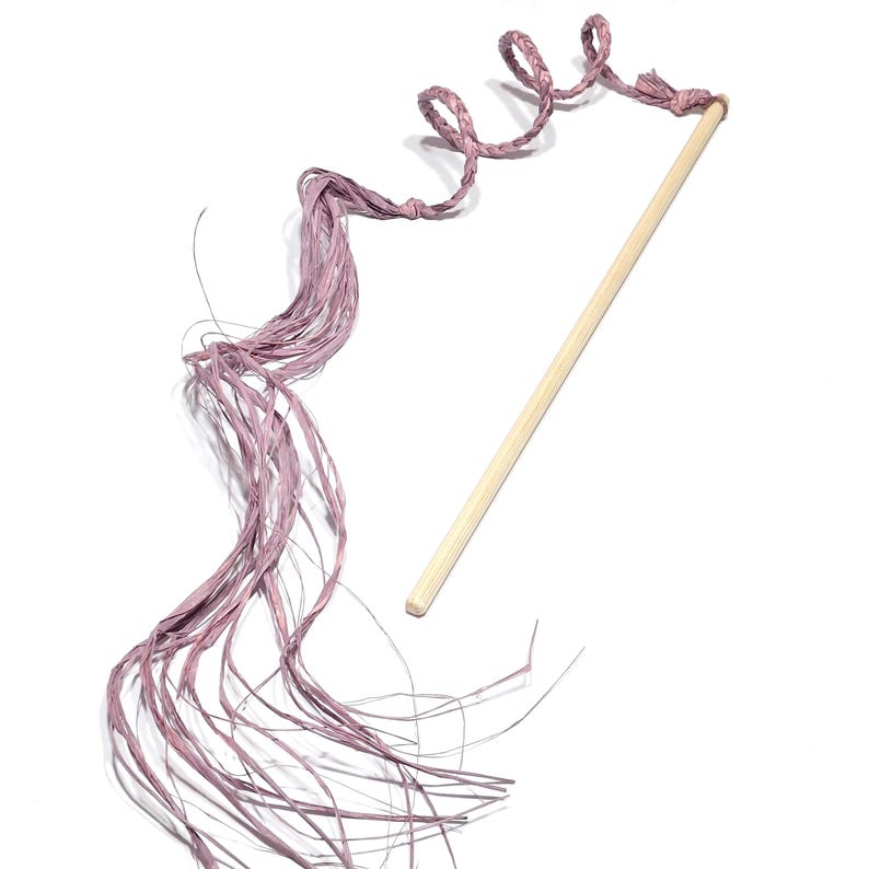 Colourful Long Raffia Tail Teaser Sticks Wands Cat Toys - Eco Friendly ...