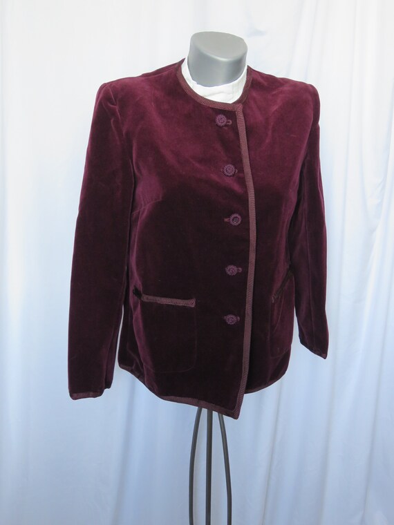 Vintage Velvet Velour Blazer | Maroon Jacket | Rope T… - Gem