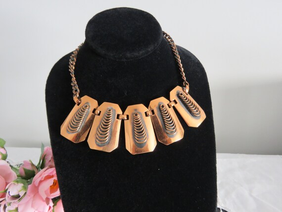 Modernist Copper Panel Necklace Set, Vintage Wearable… - Gem