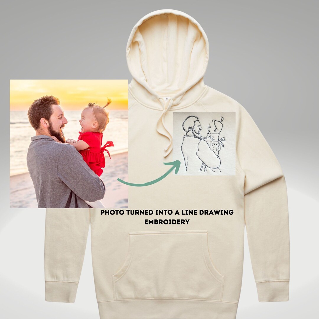Custom Embroidered Line Drawing Hoodie: Personalized Photo Gift - Etsy UK