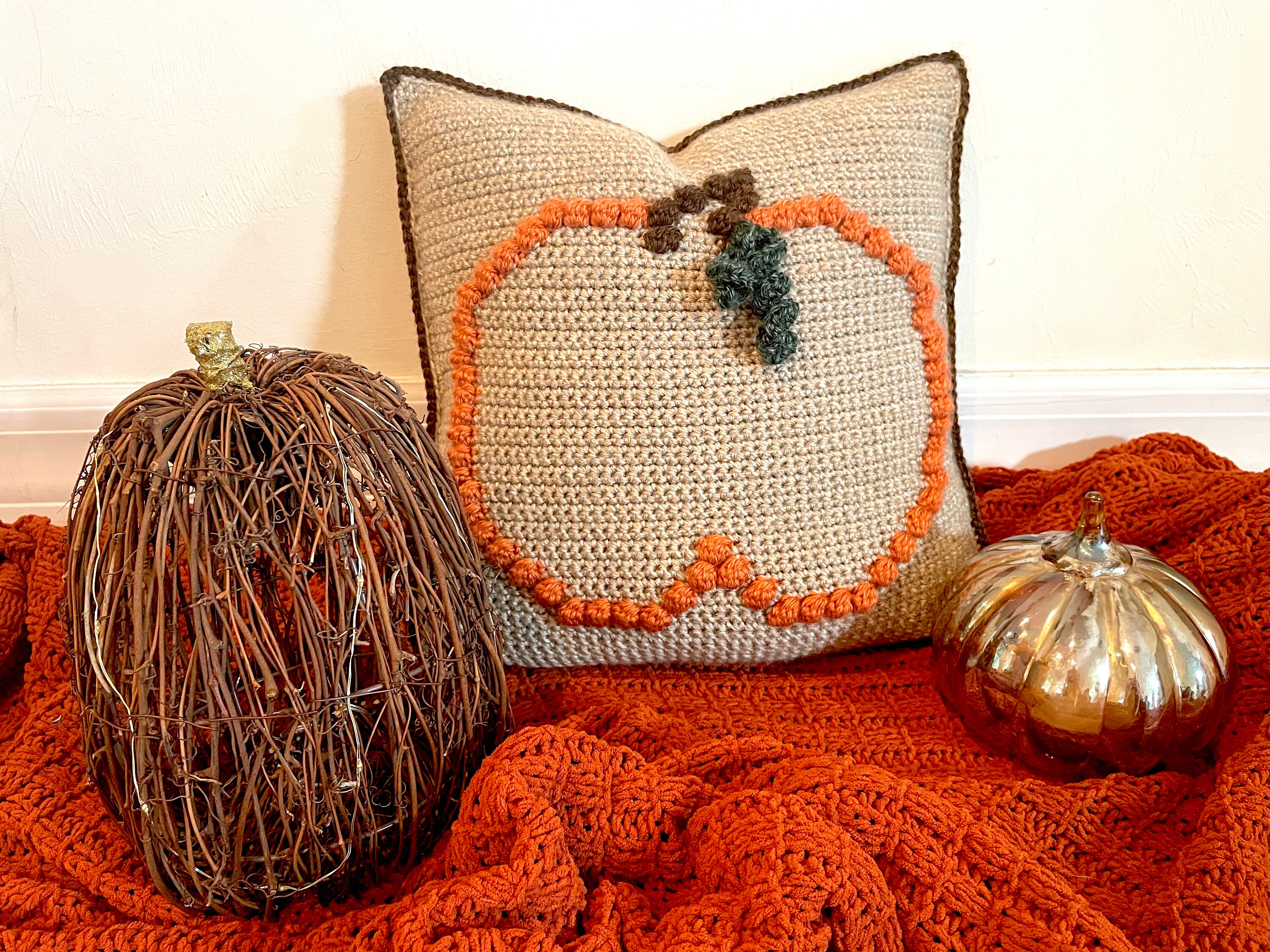 CROCHET PILLOW Pumpkin Pillow Crochet Pattern Fall - Etsy