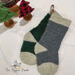 CROCHET STOCKING - Farmhouse Christmas Stocking - Crochet Stocking ...