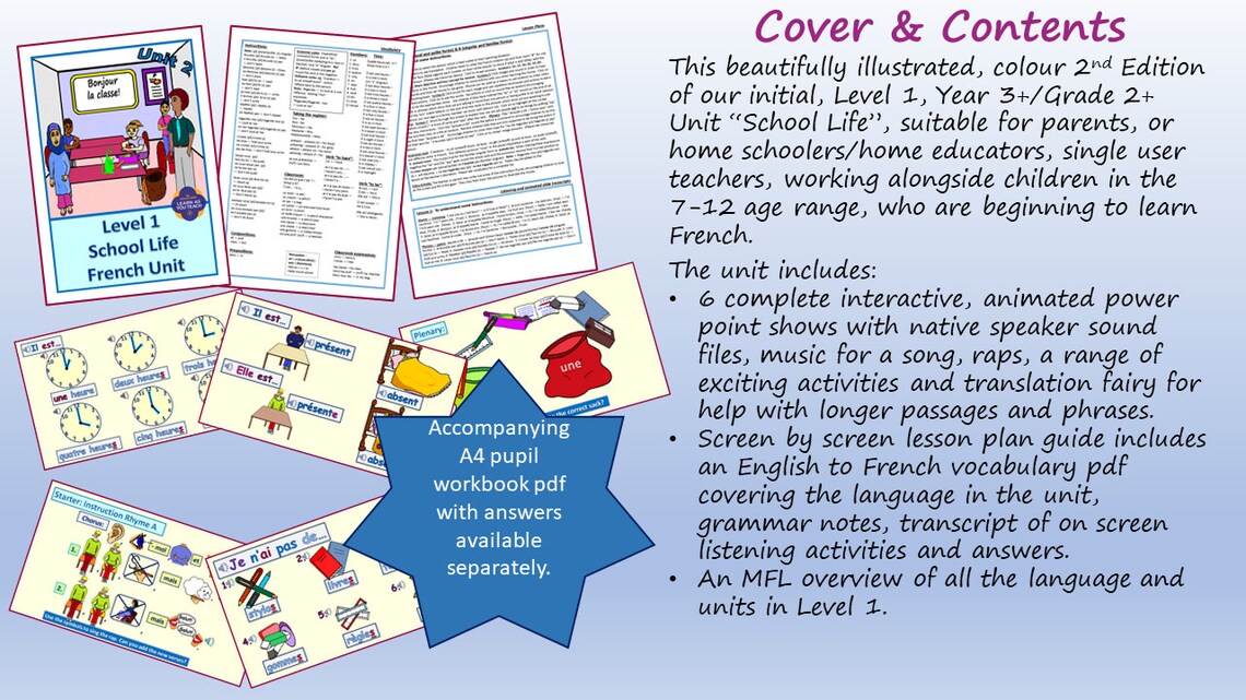 Grade 2/year 3 Primary French Unit School Life - Etsy