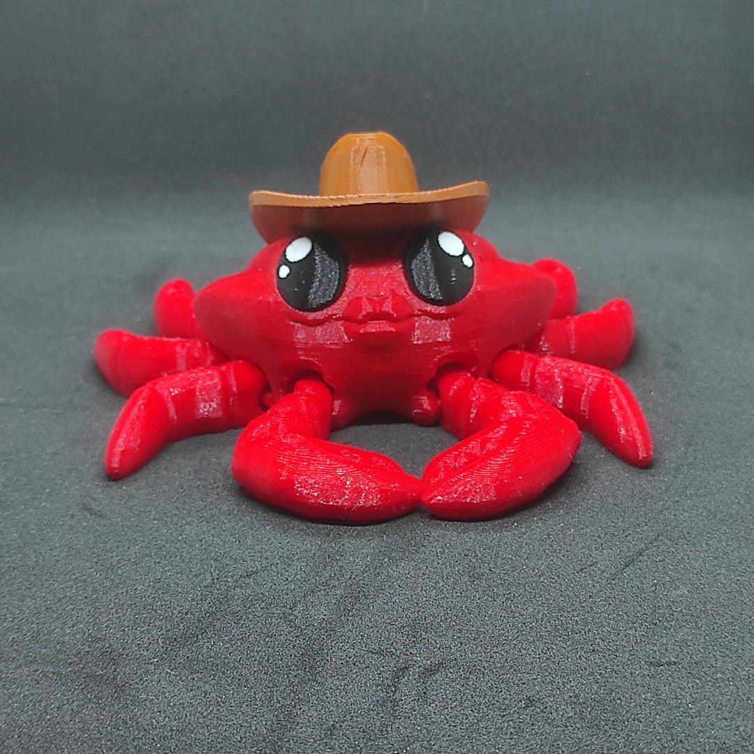 Articulated Cowboy Crab – 3D Printed Fidget Toy | Funny Crab Gift ...