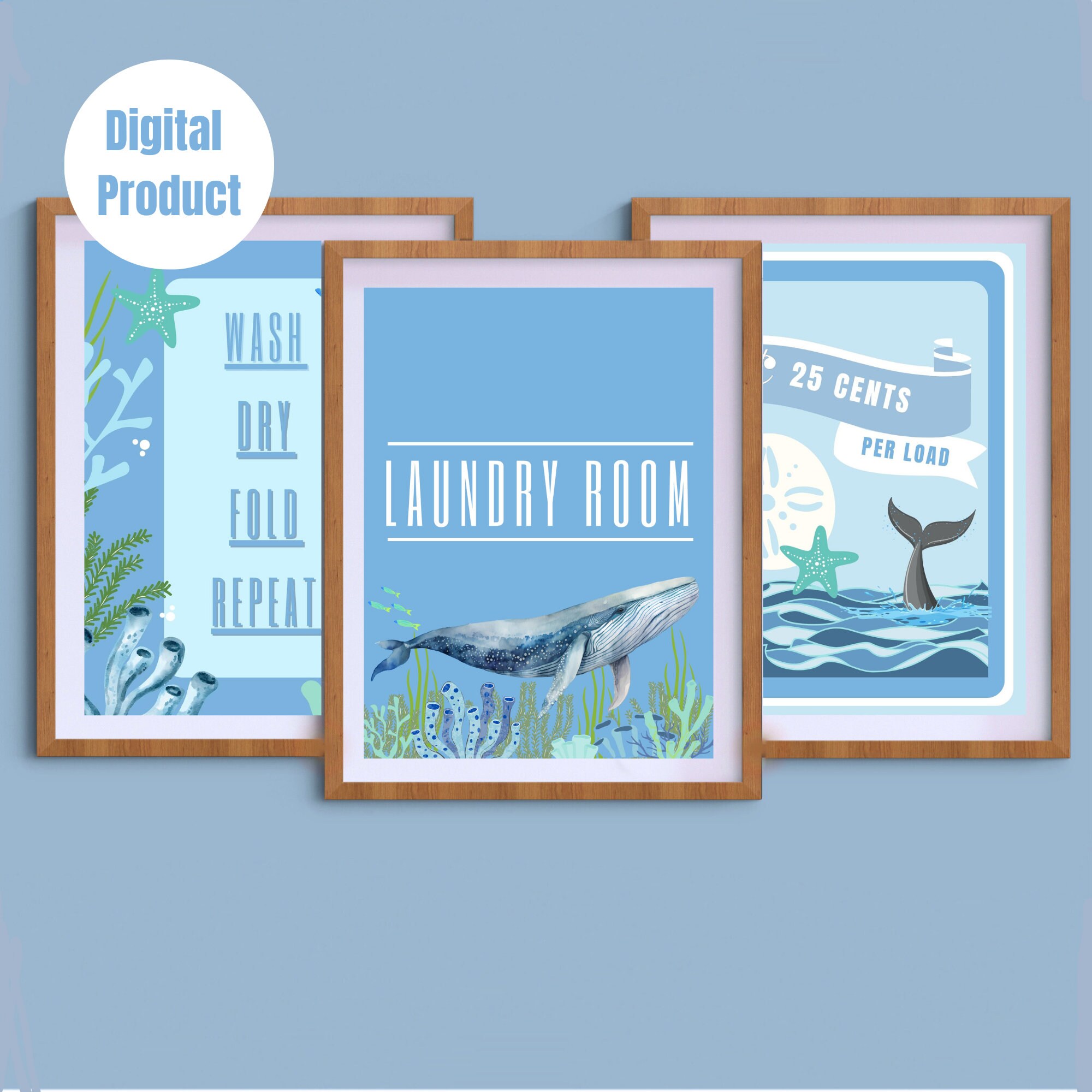 Ocean Laundry Room Printables // Laundry Room Decor, Digital Download ...