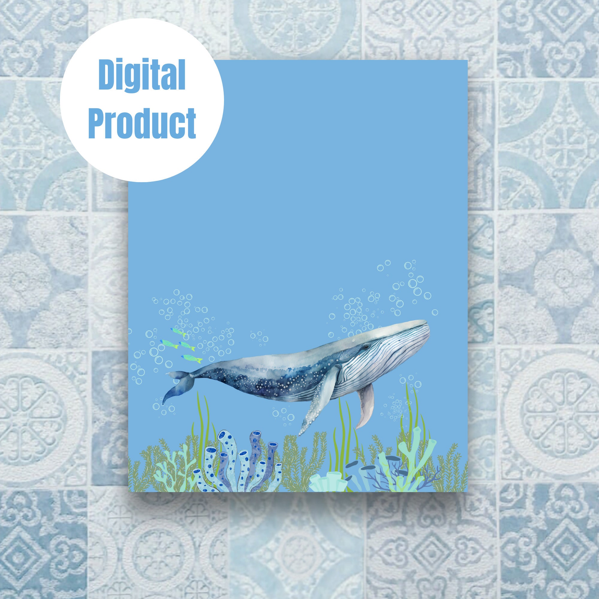 Ocean Themed Whale Printable // Printable Wall Decor, Digital Download ...