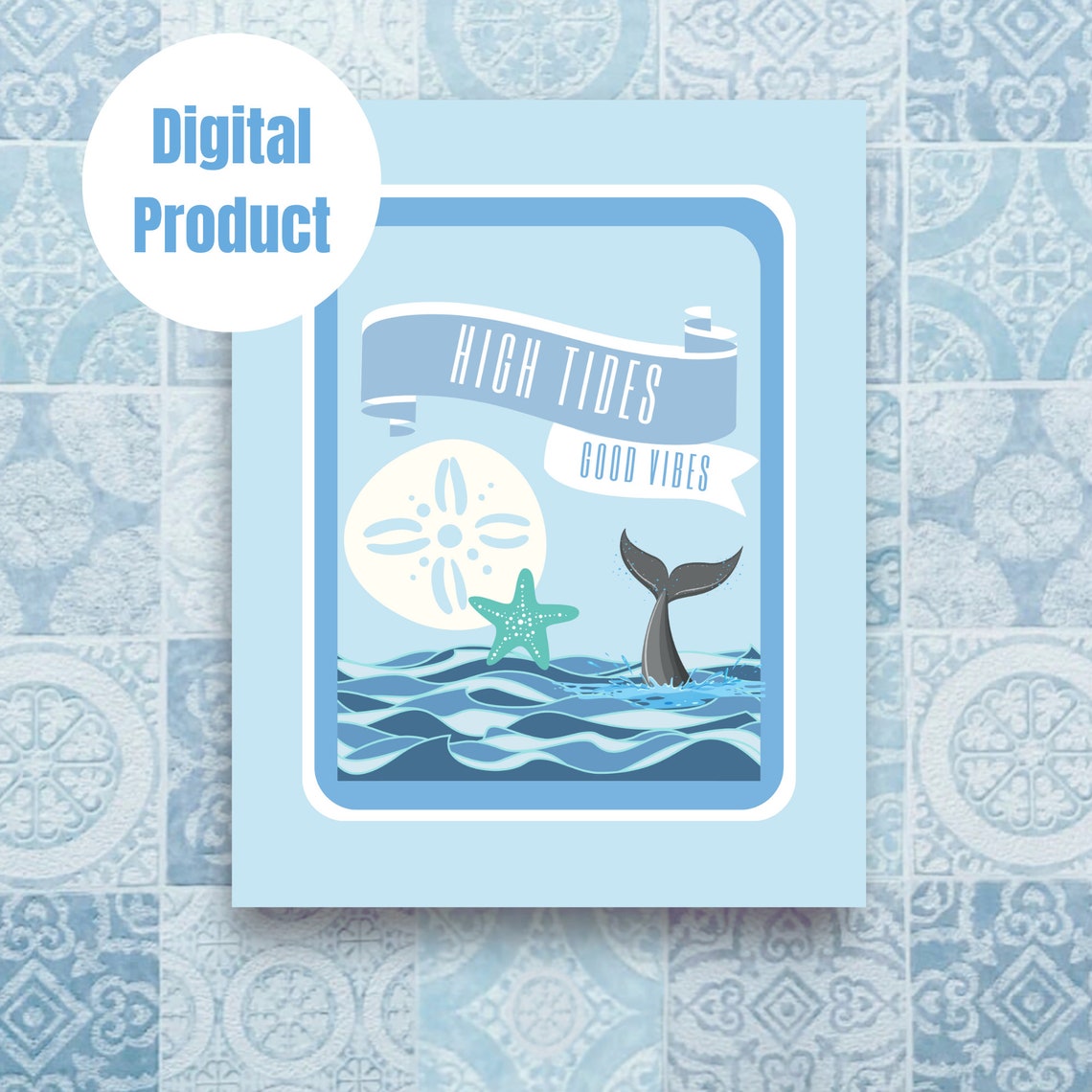 Ocean Themed Whale Printable // Printable Wall Decor Digital - Etsy