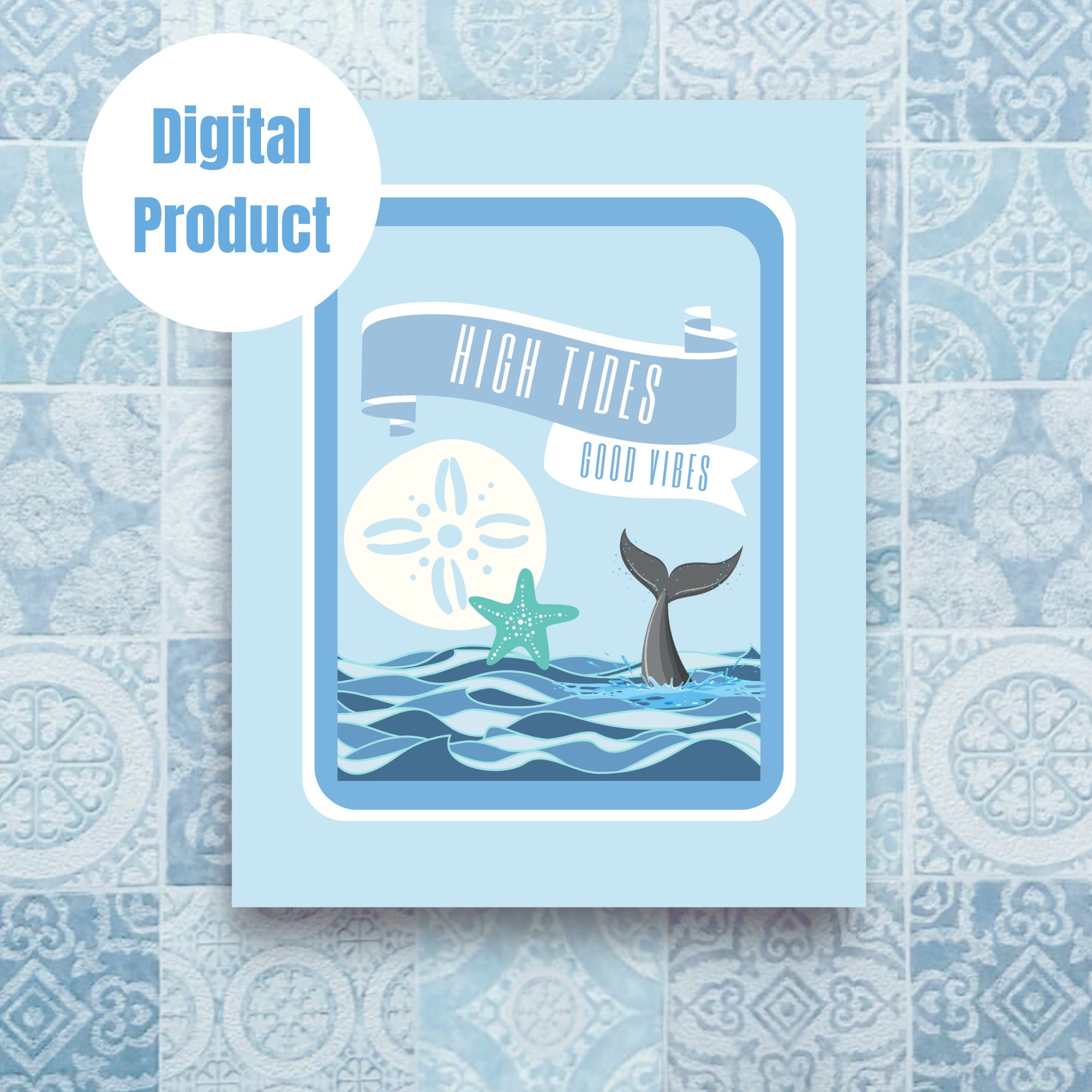 Ocean Themed Whale Printable // Printable Wall Decor, Digital Download ...