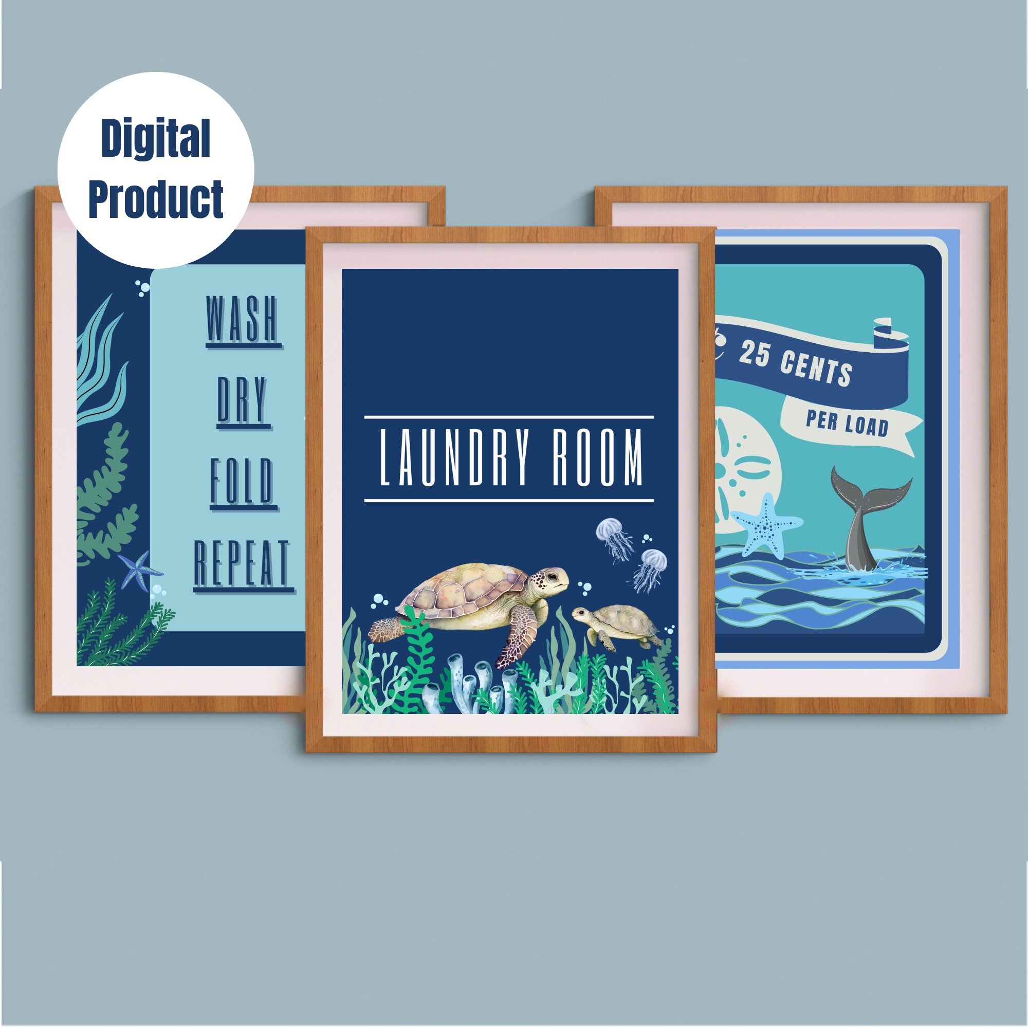 Ocean Laundry Room Printables // Laundry Room Decor, Digital Download ...