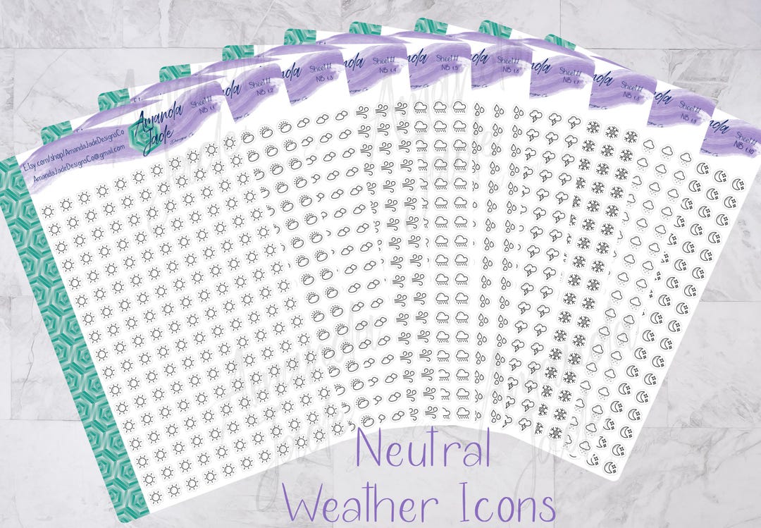 Neutral Weather Single Icon Stickers | Planner Stickers | Bullet ...
