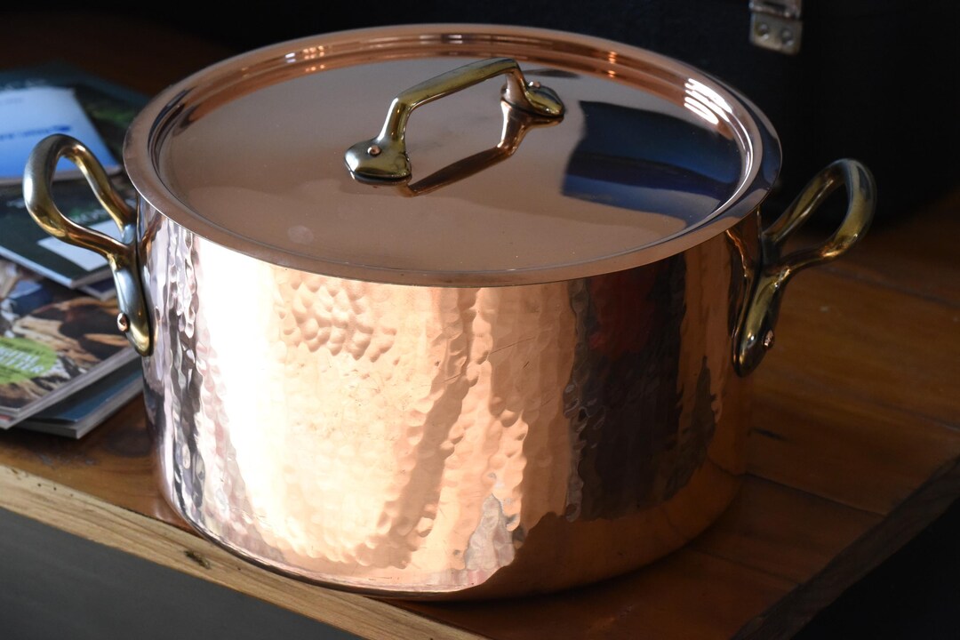Magnificent Vintage Copper Stew Pan Stock Pot | Hammered | Made in ...