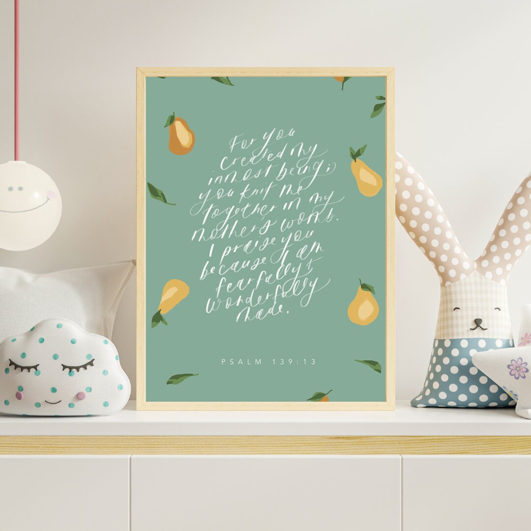Psalm 139:13, Bible Verse Wall Art, Christian Wall Art, Scripture Wall Art, Printable Scripture ...