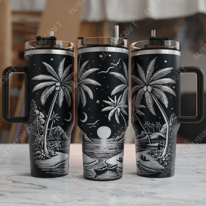40oz Tumbler Wrap, Beach Tumbler Laser Design, Tumbler Laser Engraved ...
