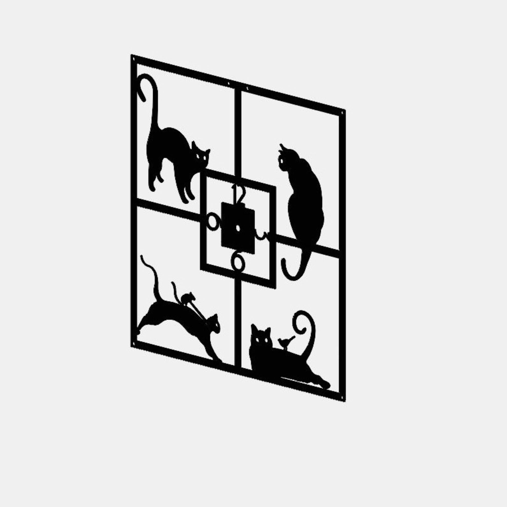 Four Cat Wall Clock Digital Lasercut .dxf .svg File - Etsy