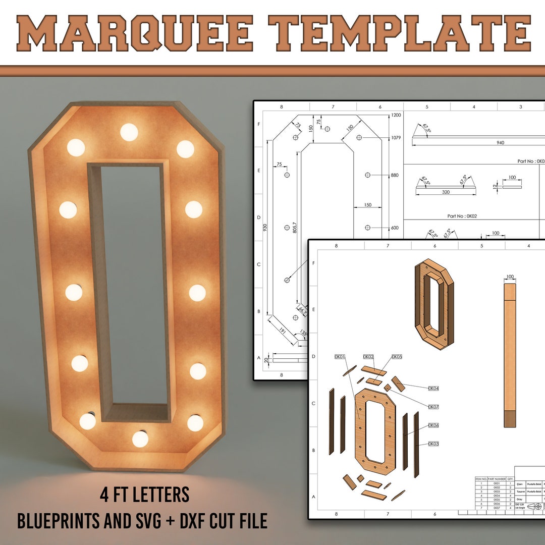 Marquee Number Template, Wooden Letter Template PDF, Wood Marquee Build ...