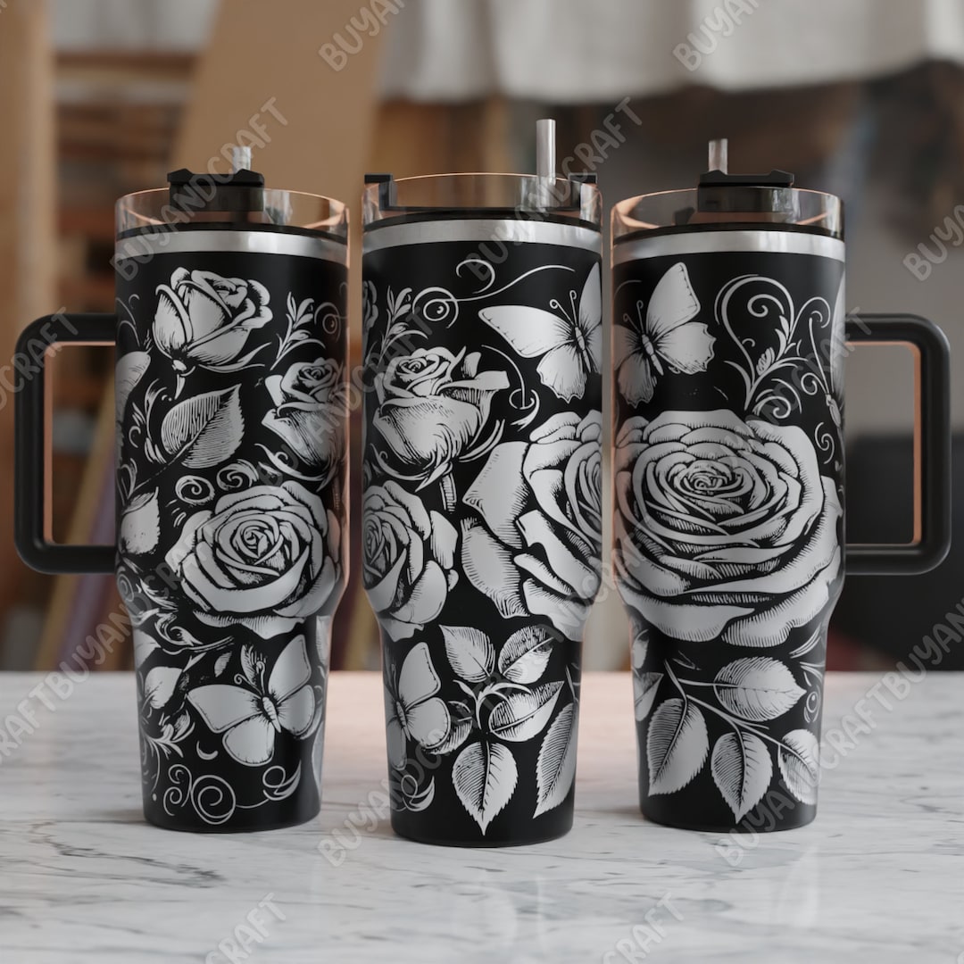 40oz Tumbler Wrap, Roses Tumbler Laser Design, Tumbler Laser Engraved ...