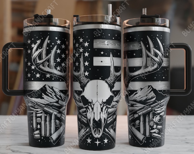 Deer Flag Hunting Engrave Wrap File SVG for 40oz 20oz 22oz Tumbler ...