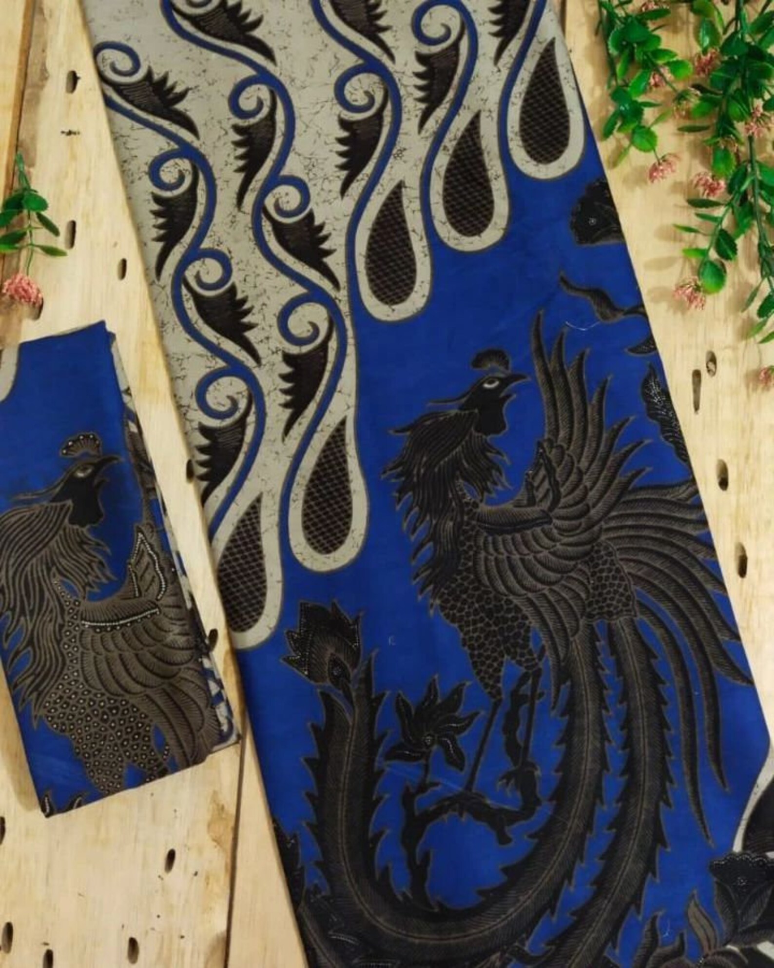 2.3 Yd Indonesian Handprinted Batik Cotton Fabric, Ethnic Sarong Wrap ...