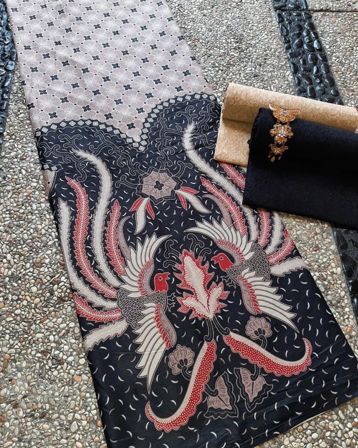 2.3 Yd Indonesian Handprinted Batik Cotton Fabric, Ethnic Sarong Wrap ...