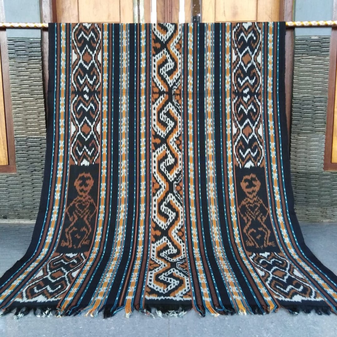 Indonesian Ikat Fabric, Handwoven Blanket, Textile Art, Large Tapestry ...