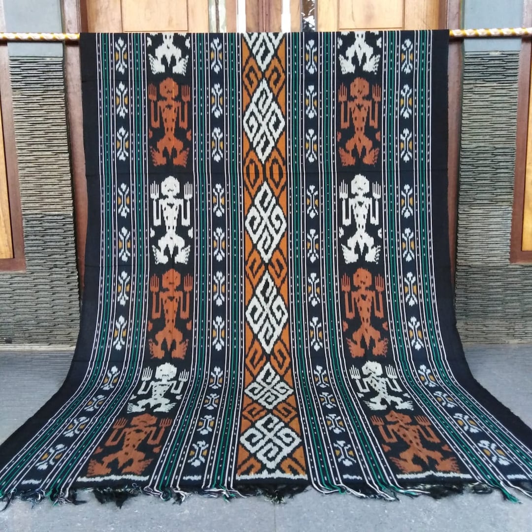 Indonesian Ikat Fabric, Handwoven Blanket, Textile Art, Large Tapestry ...