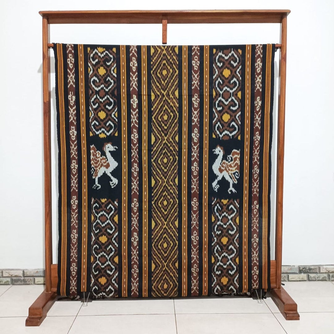 Indonesian Ikat Fabric, Handwoven Blanket, Textile Art, Large Tapestry ...