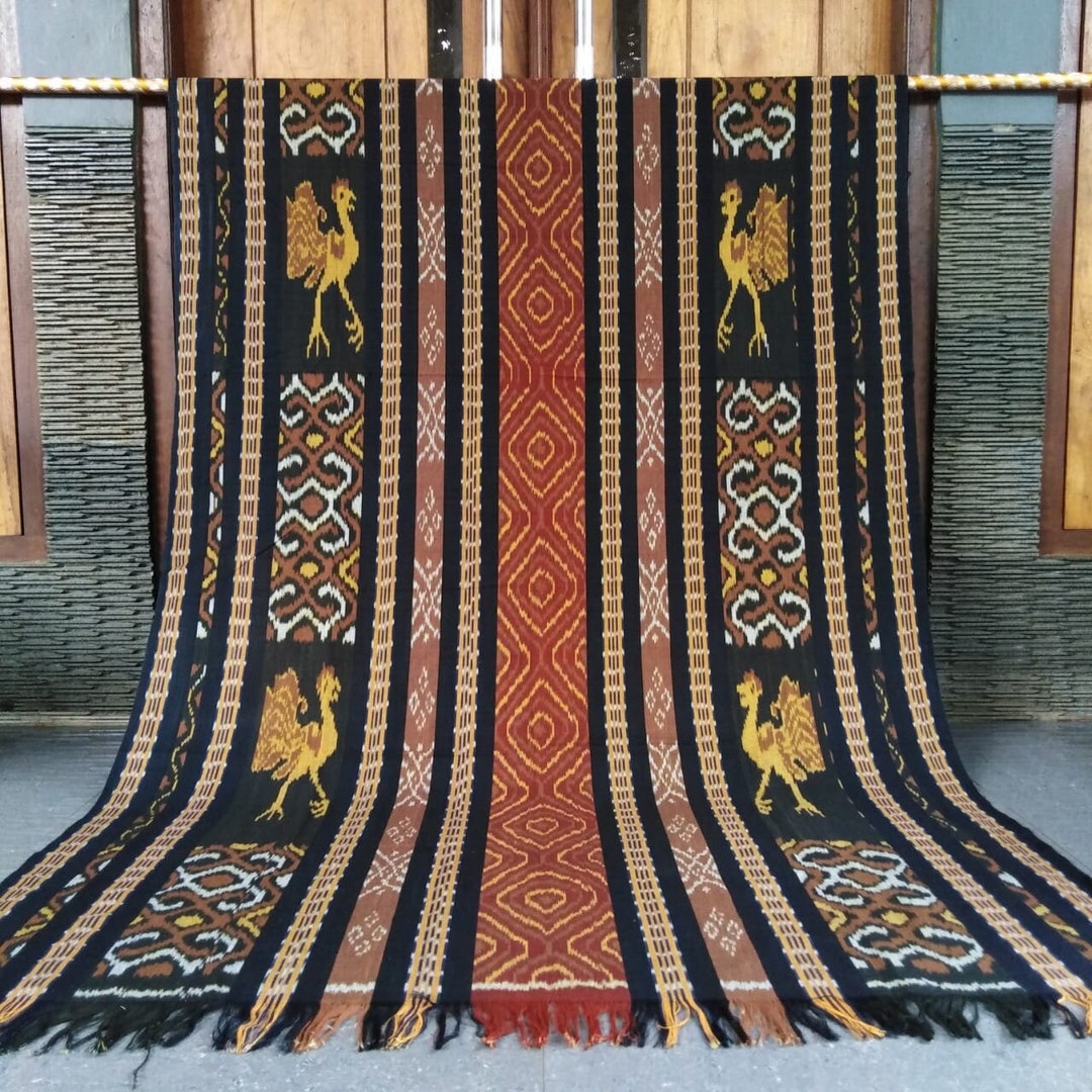 Indonesian Ikat Fabric, Handwoven Blanket, Textile Art, Large Tapestry ...