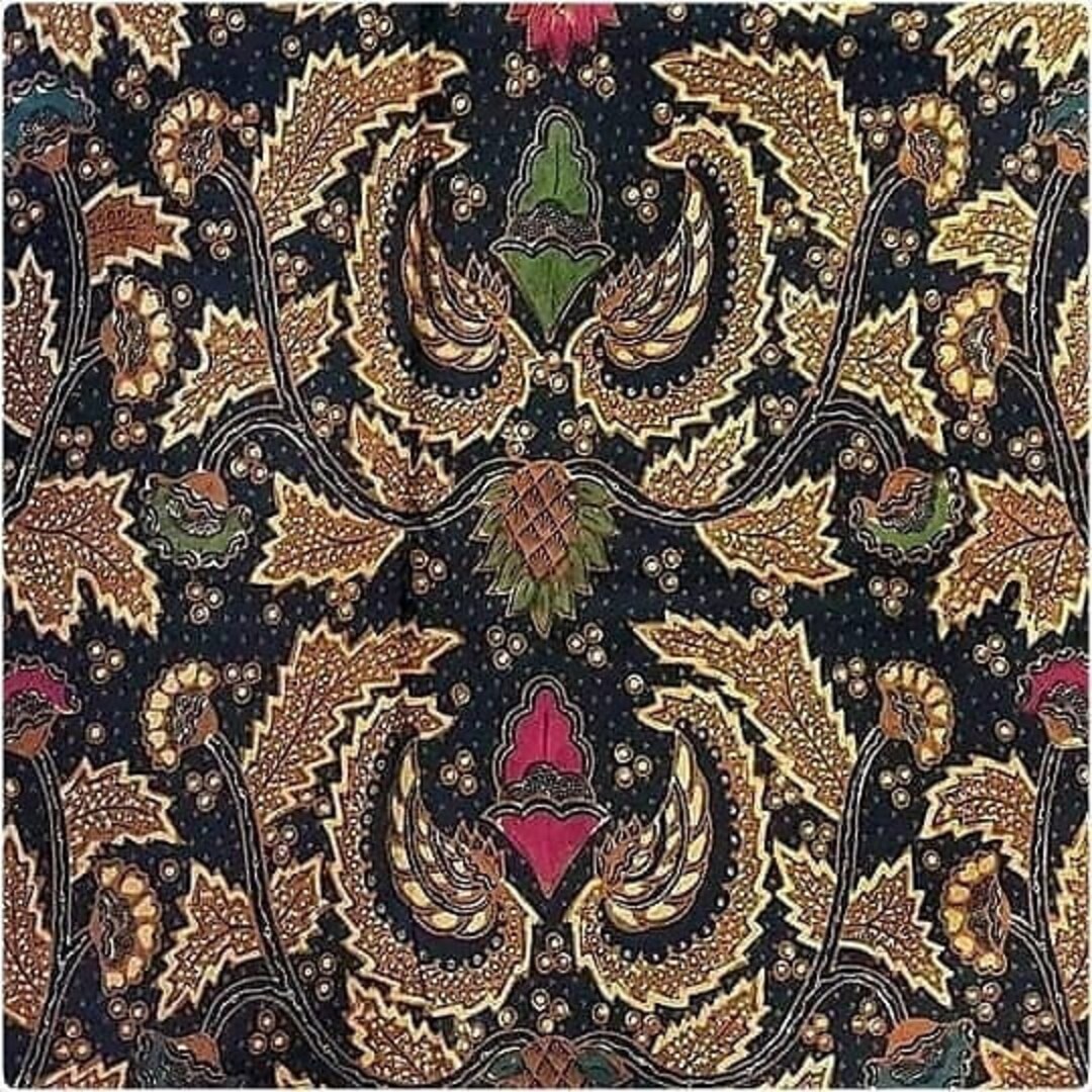 2.6 yd SRI LINUWIH batik cap colet, Indonesian hand stamped painted ...