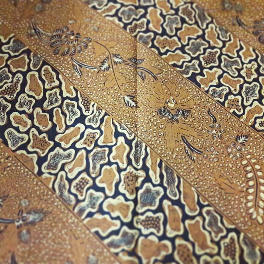 2.6 Yd SOCO SELING KEMBANG Batik Cap Sogan, Indonesian Hand Stamped ...