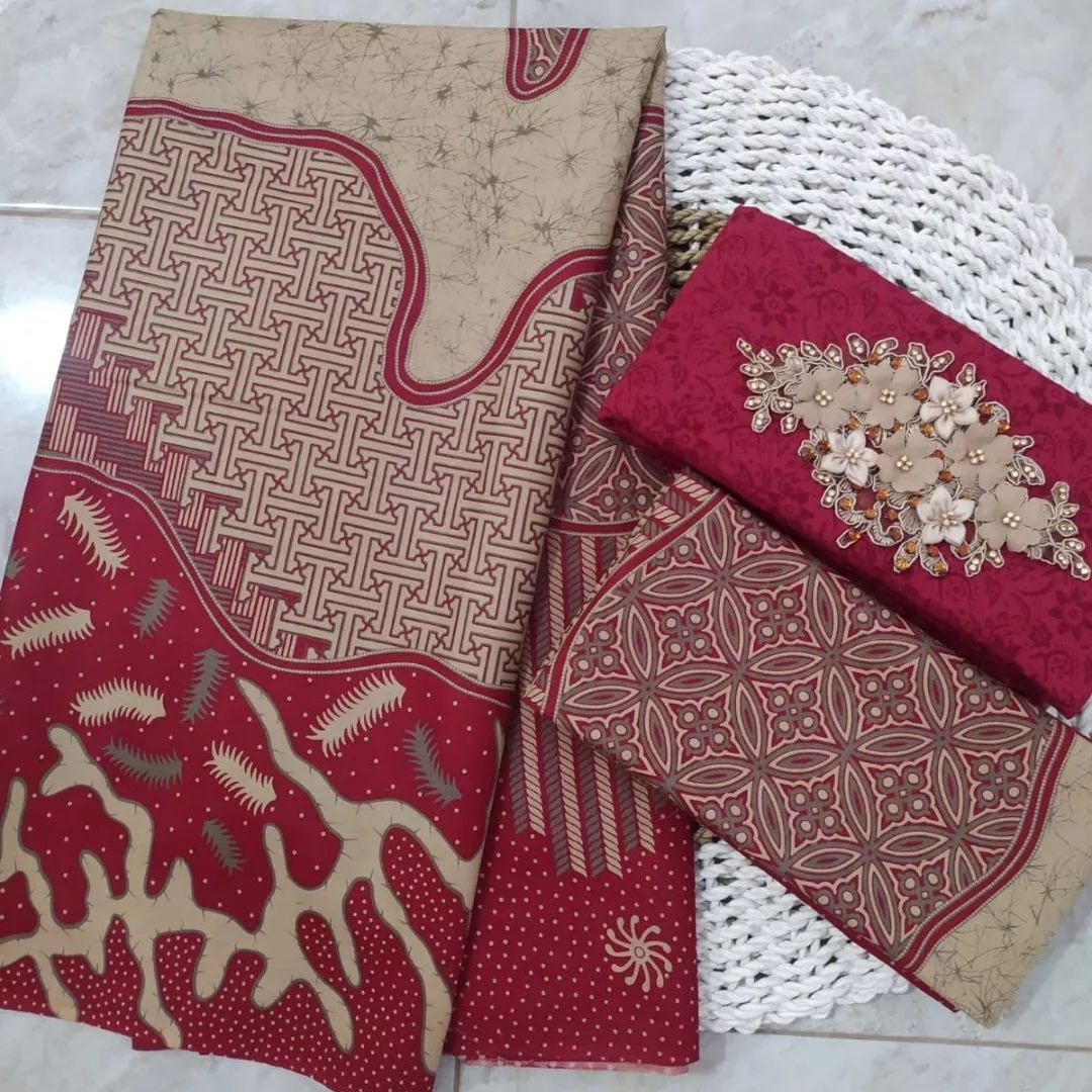 2.3 Yd Indonesian Handprinted Batik Cotton Fabric, Sarong Wrap Skirt ...