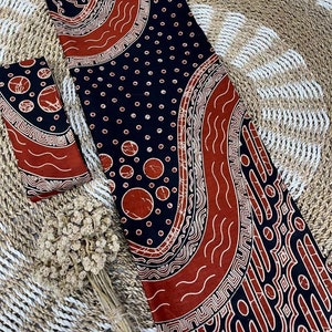 2.3 Yd Indonesian Handprinted Batik Cotton Fabric, Ethnic Sarong Wrap ...
