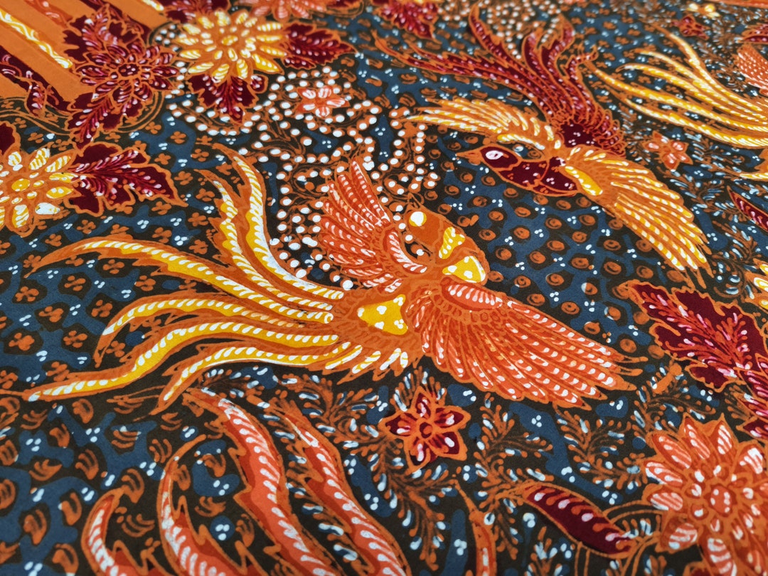 2.57 Yd Handwritten Batik Tulis LASEM - BURUNG HONG (phoenix) Latar ...