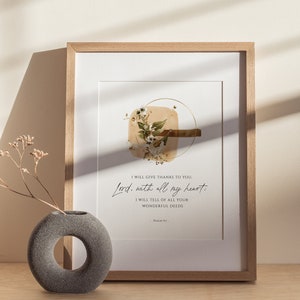 Psalm 9:1 Bible Verse Wall Art Christian Thanksgiving Decor - Etsy