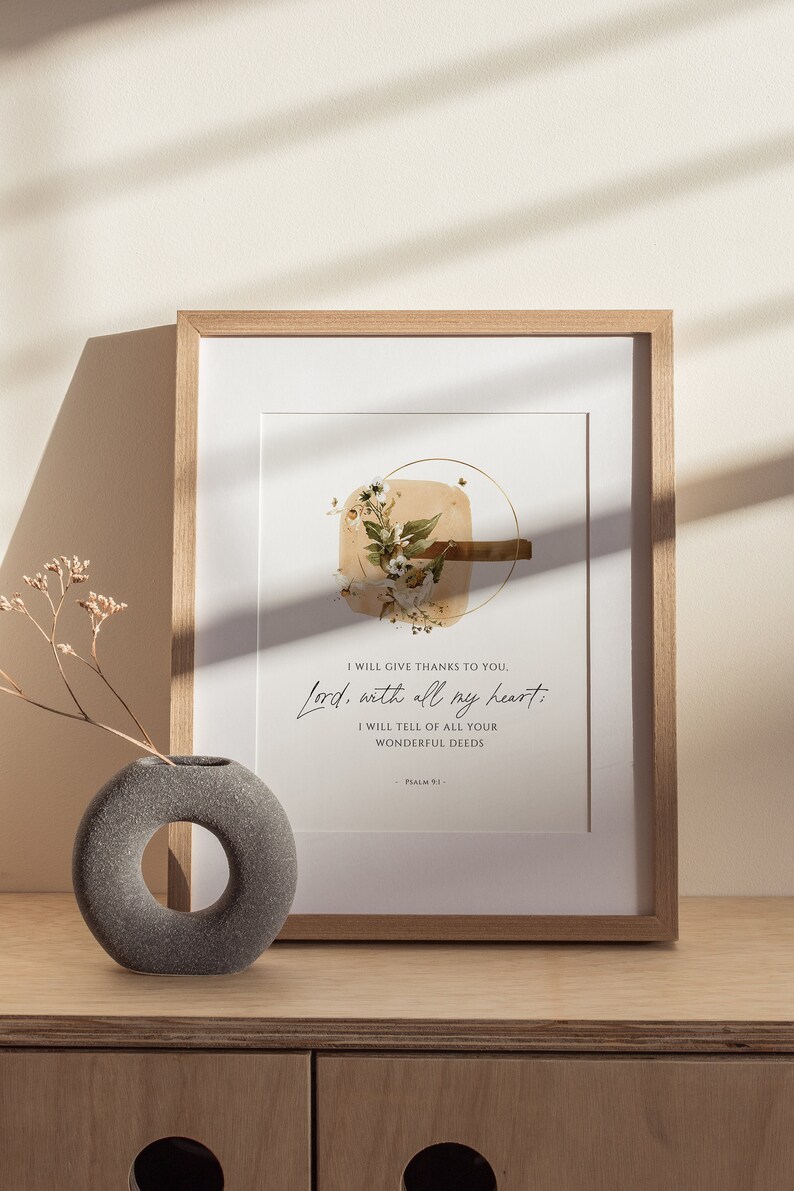 Psalm 9:1 Bible Verse Wall Art Christian Thanksgiving Decor - Etsy