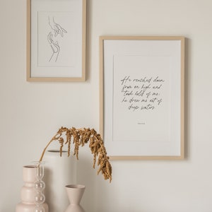 Psalm 18:16 Bible Verse Wall Art Christian Wall Art Modern Scripture ...