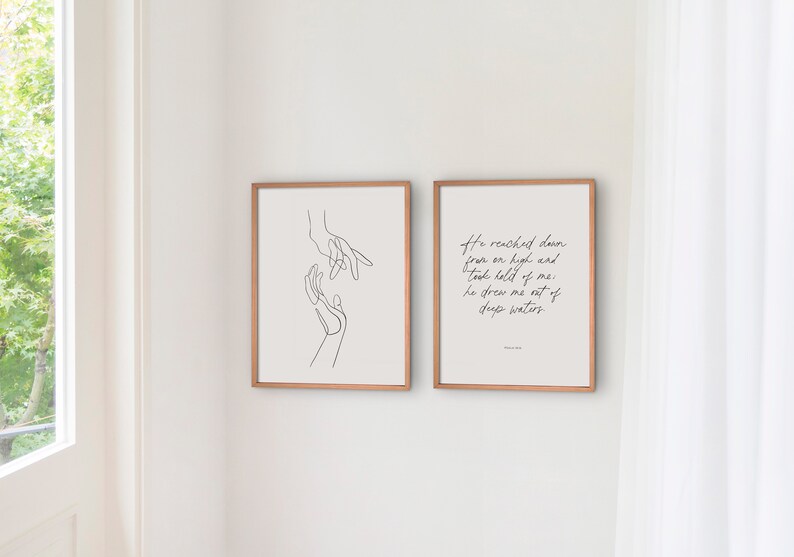 Psalm 18:16 Bible Verse Wall Art Christian Wall Art Modern Scripture ...