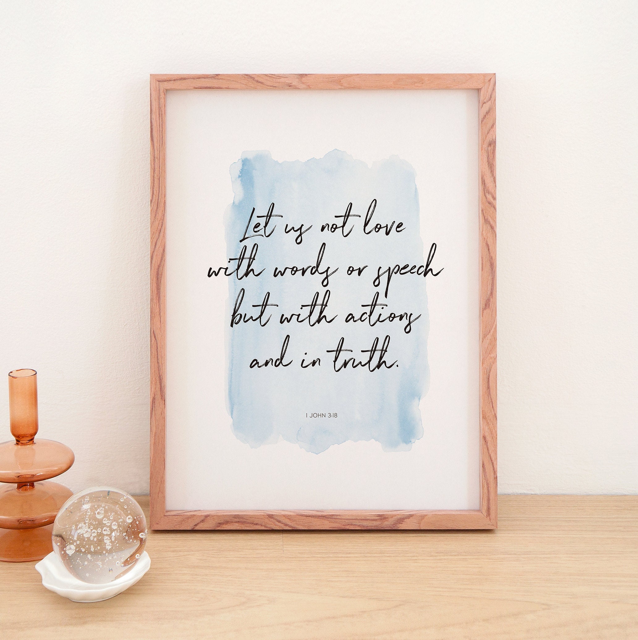 1 John 3:18 Bible Verse Wall Art, Love With Action and in Truth, Modern ...