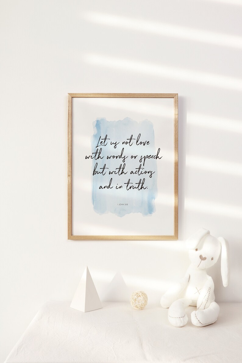 1 John 3:18 Bible Verse Wall Art, Love With Action and in Truth, Modern ...