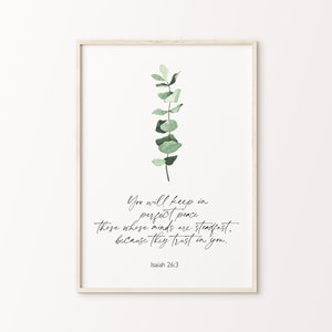 Isaiah 26:3 Bible Verse Art Print You will keep in perfect | Etsy