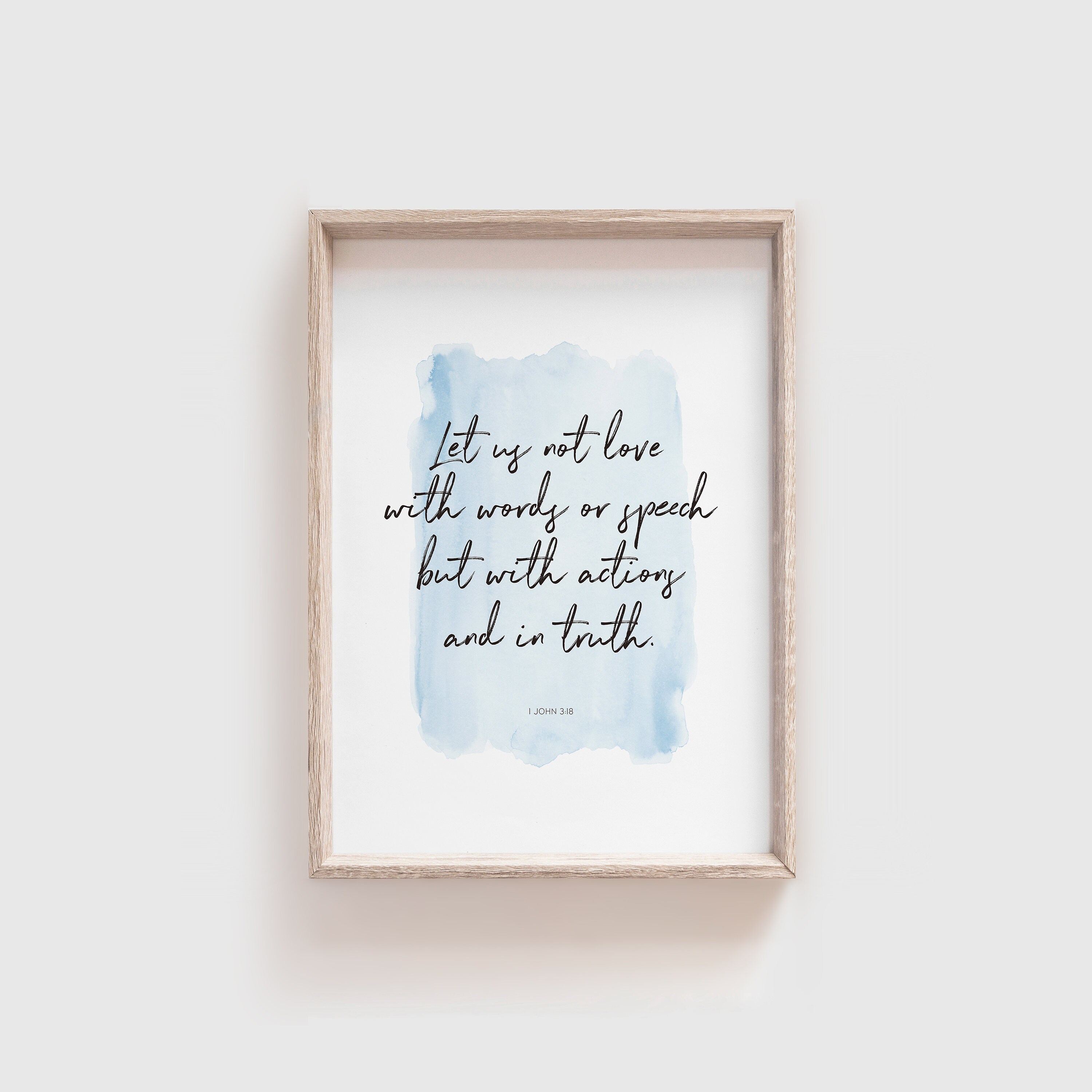 1 John 3:18 Bible Verse Wall Art, Love With Action and in Truth, Modern ...