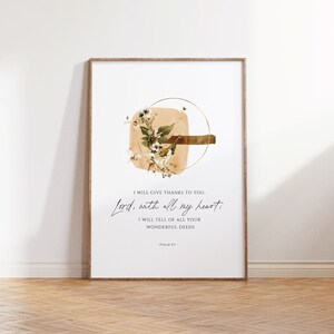 Psalm 9:1 Bible Verse Wall Art Christian Thanksgiving Decor - Etsy