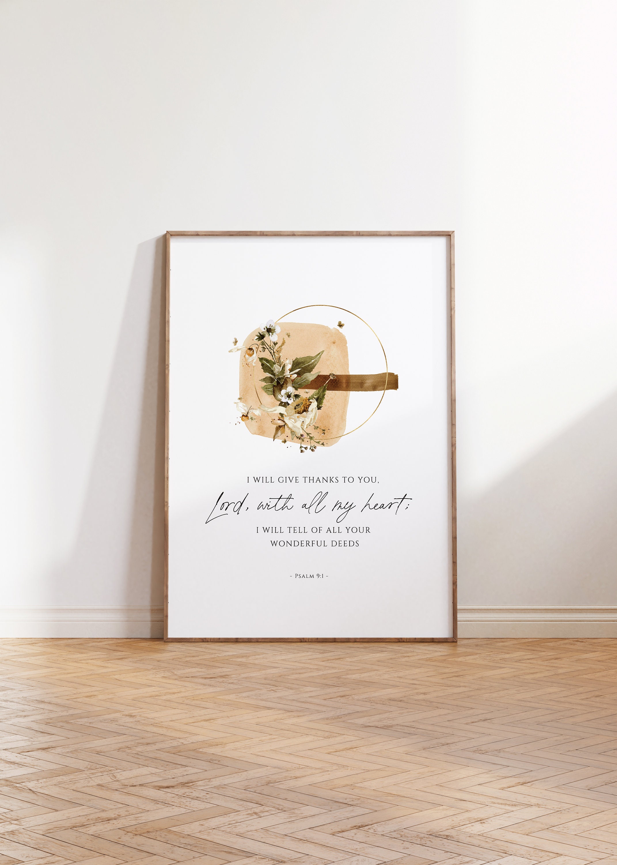 Psalm 9:1 Bible Verse Wall Art Christian Thanksgiving Decor - Etsy